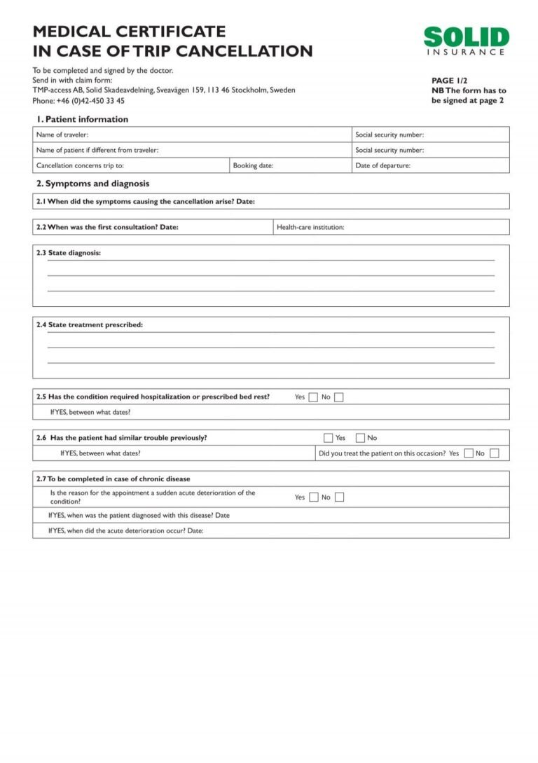 Doctor’s Note for Travel Cancellation – eDocNotes.com