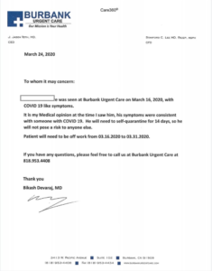 Doctor’s Note for COVID – eDocNotes.com